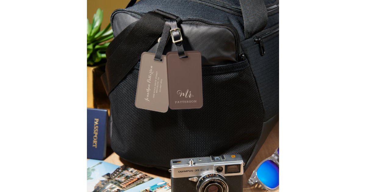 Modern Mr Groom Husband Wedding Couples Luggage Tag | Zazzle