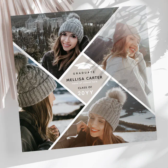 Modern Multi-Photo Collage Graduation Party Invitation | Zazzle