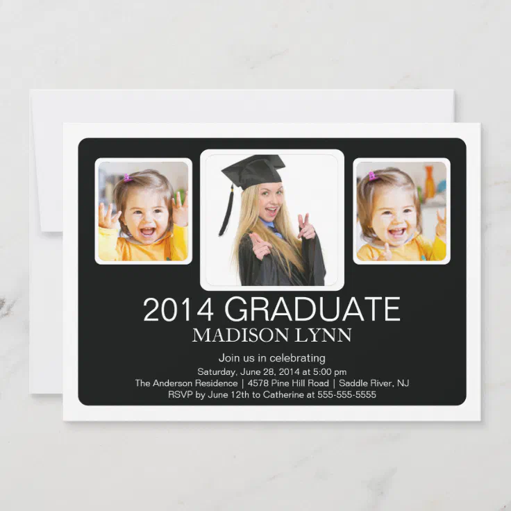 Modern Multi Photo Graduation Party Invitation | Zazzle