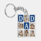 Modern Multi Photo Grid Cute DAD Gift Keychain | Zazzle