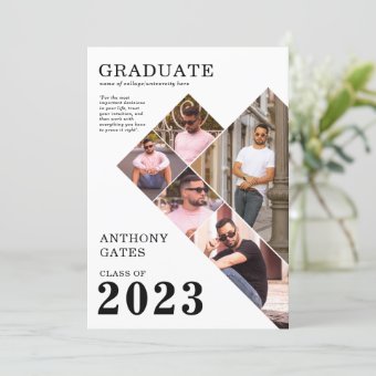 Modern Multi Photo Grid Graduation Graduate Announcement | Zazzle