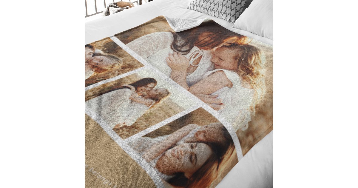 Modern Mummy Photo Strip Collage Fleece Peach | Zazzle