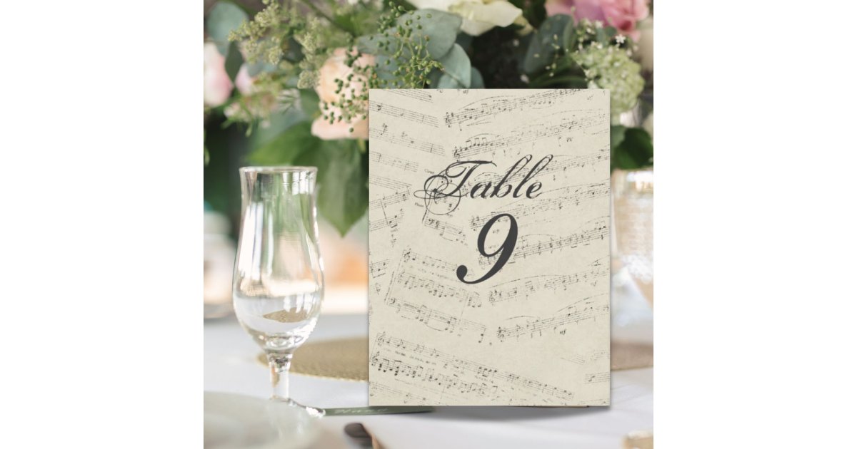 Modern Music notes Music Wedding table numbers | Zazzle