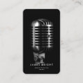 Modern Music Producer Singer Black Silver Mic Business Card | Zazzle