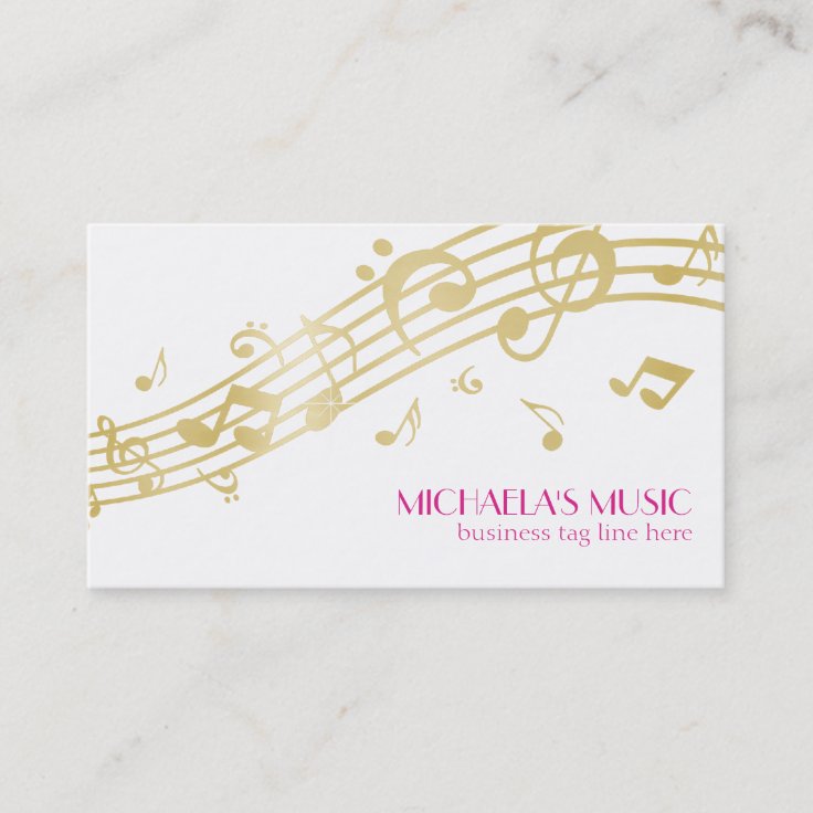 Modern Musical Business Branding Gold Music Notes Business Card | Zazzle