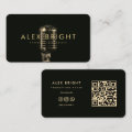 Modern Musician Singer Recording Black Gold Mic Business Card | Zazzle