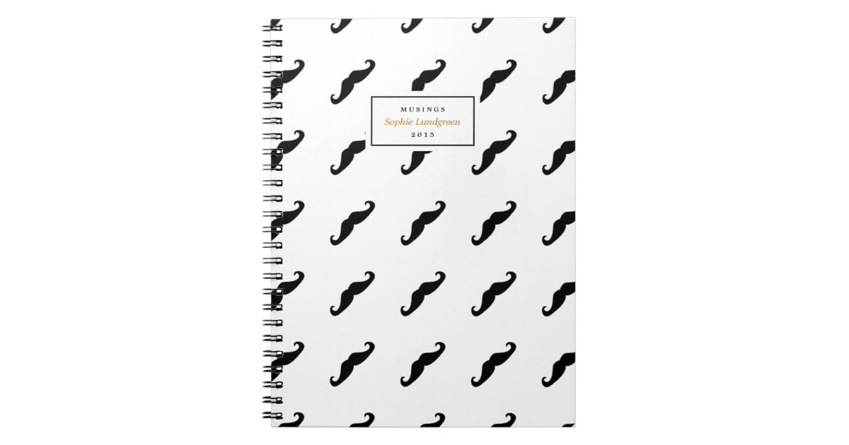 Modern Mustache Pattern Personalized Notebook | Zazzle