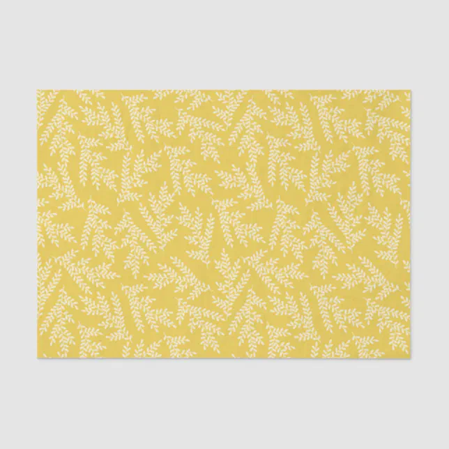 Modern Mustard Yellow Floral Leaves Pattern Tissue Paper | Zazzle