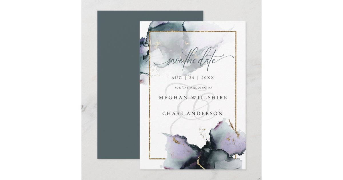 Modern Muted Amethyst Cyan Abstract Watercolor | Zazzle