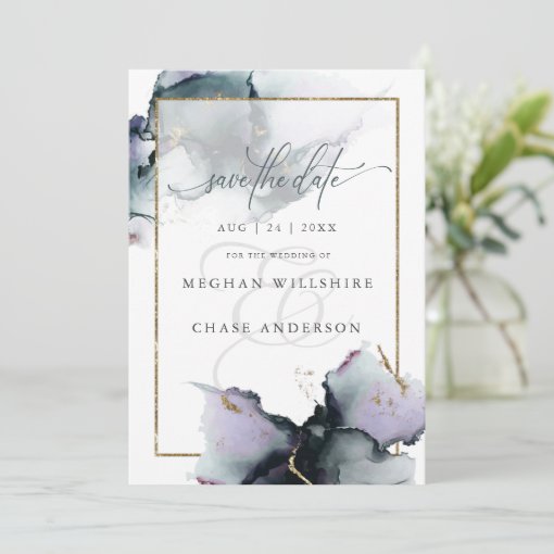 Modern Muted Amethyst Cyan Abstract Watercolor | Zazzle