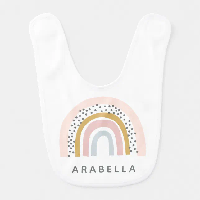Modern Muted Rainbow Personalized Name Baby Bib | Zazzle