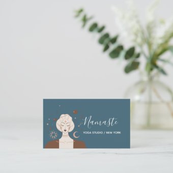 Modern Muted Tones Celestial Yoga Studio Business Card | Zazzle