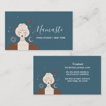 Modern Muted Tones Celestial Yoga Studio Business Card | Zazzle