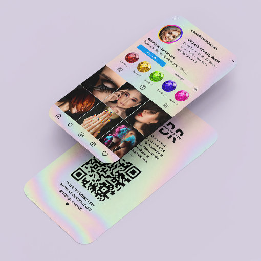 Modern Nail Artist holographic Instagram Grid Business Card | Zazzle