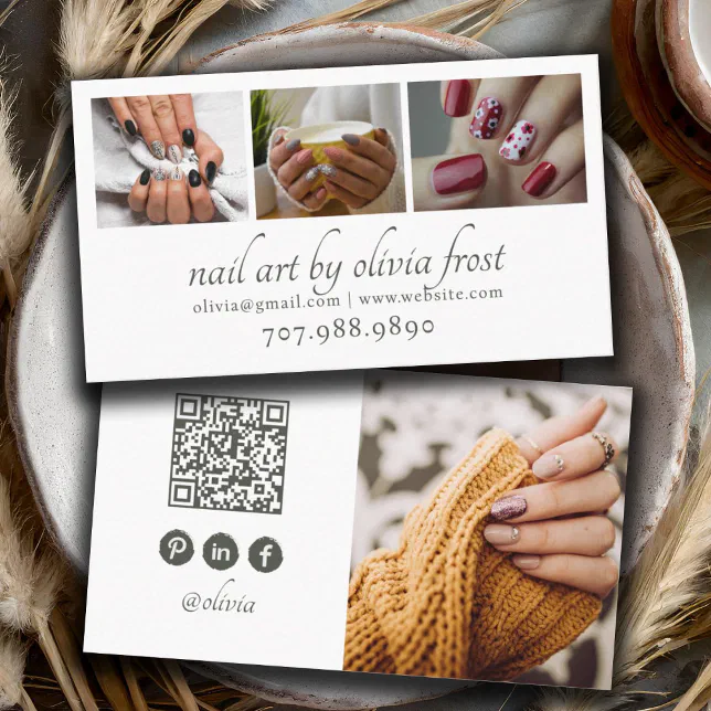Modern Nail Tech 4 Photo Business Card | Zazzle