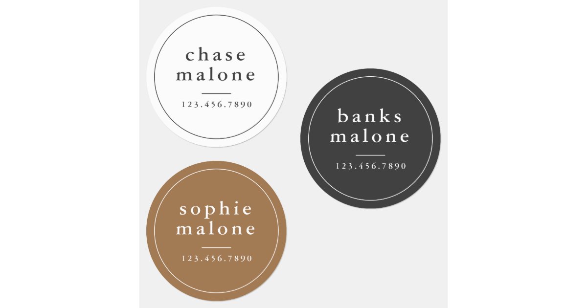 Modern Name and Phone Number Kids School Supplies Labels | Zazzle