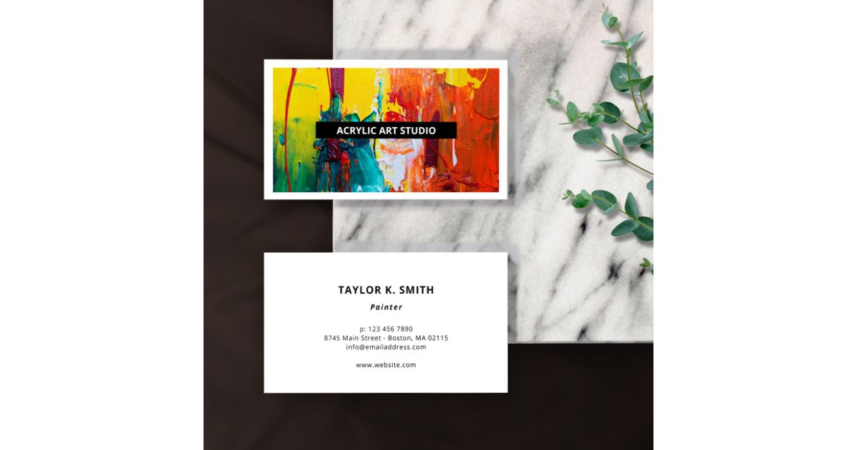 Modern Name Artwork Artist Art Studio Business Card | Zazzle