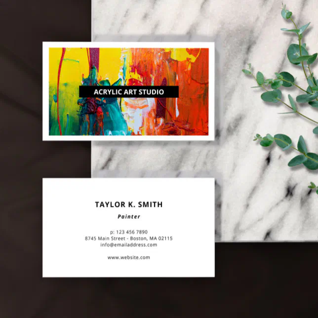 Modern Name Artwork Artist Art Studio Business Card | Zazzle
