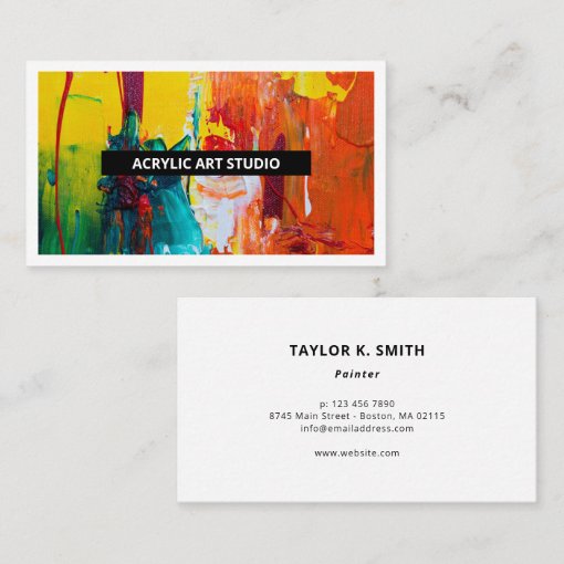 Modern Name Artwork Artist Art Studio Business Card | Zazzle