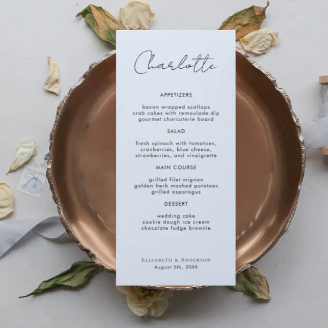 Modern Name Place Card Wedding Dinner Card | Zazzle