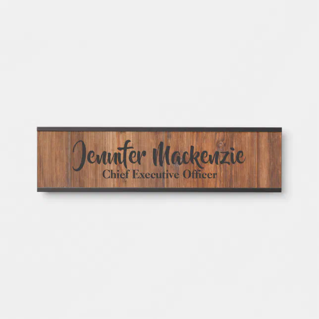 Modern Name Plate Wood Grain Rustic Door Sign | Zazzle