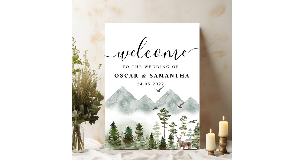 Modern Nature Green Forest | Watercolor Trees Foam Board | Zazzle