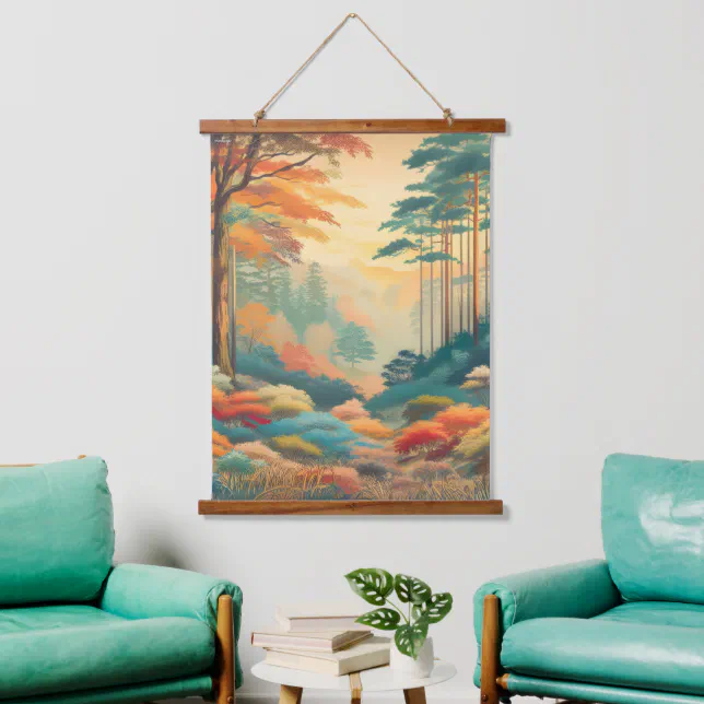 modern nature landscape hanging wall art Tapestry | Zazzle