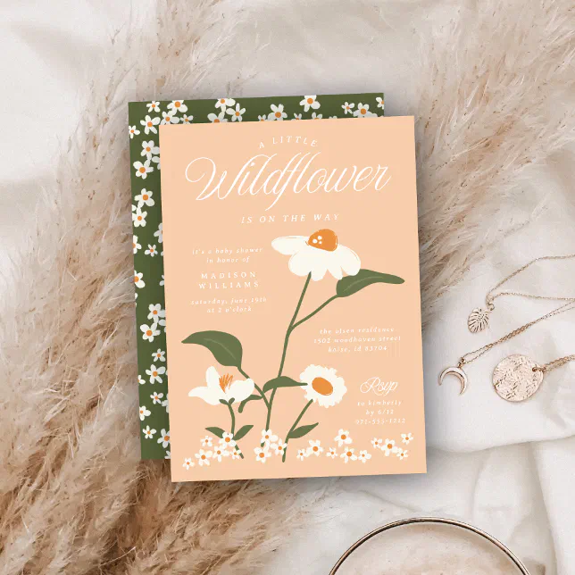 Modern Nature Themed Wildflower Baby in Bloom Invitation | Zazzle
