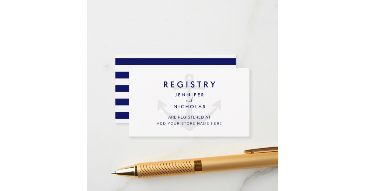 Modern Nautical Anchor Wedding Registry Enclosure Card | Zazzle