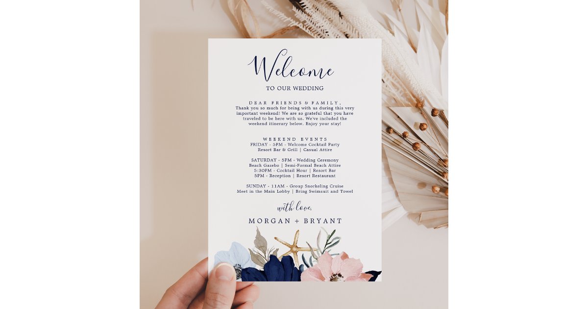 Modern Nautical Destination Wedding Welcome Letter | Zazzle