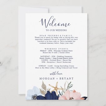 Modern Nautical Destination Wedding Welcome Letter | Zazzle