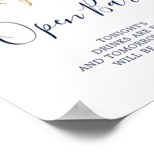 Modern Nautical | Floral Open Bar Sign | Zazzle