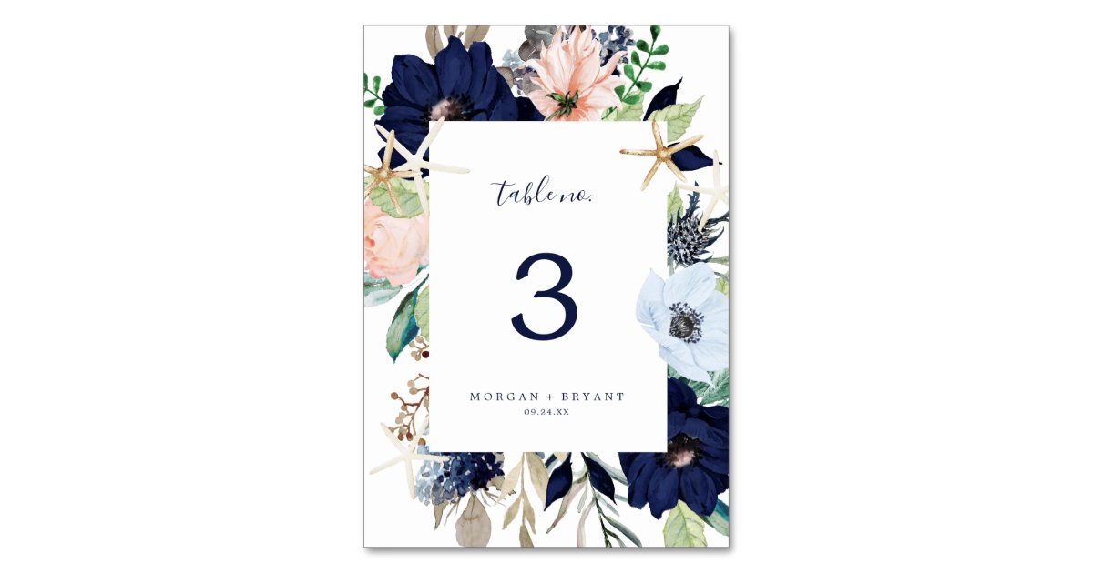 Modern Nautical | Floral Table Number | Zazzle