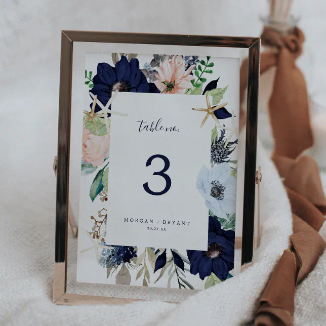 Modern Nautical | Floral Table Number | Zazzle