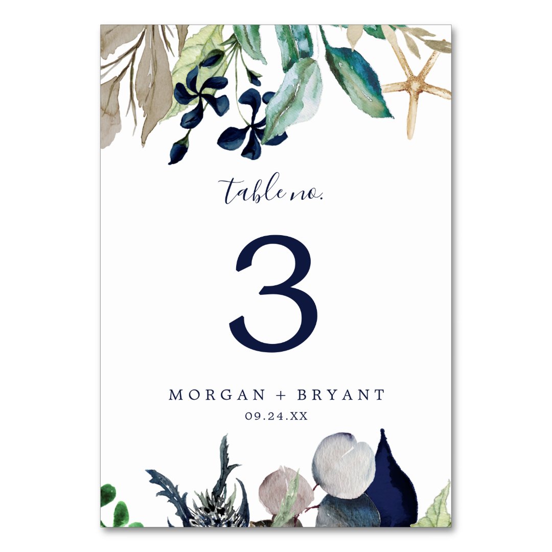 Modern Nautical | Greenery Table Number | Zazzle
