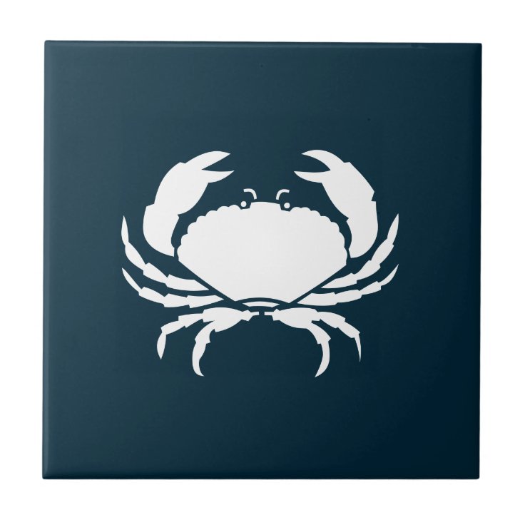 Modern Nautical Navy Blue Crab Kitchen Backsplash Ceramic Tile | Zazzle
