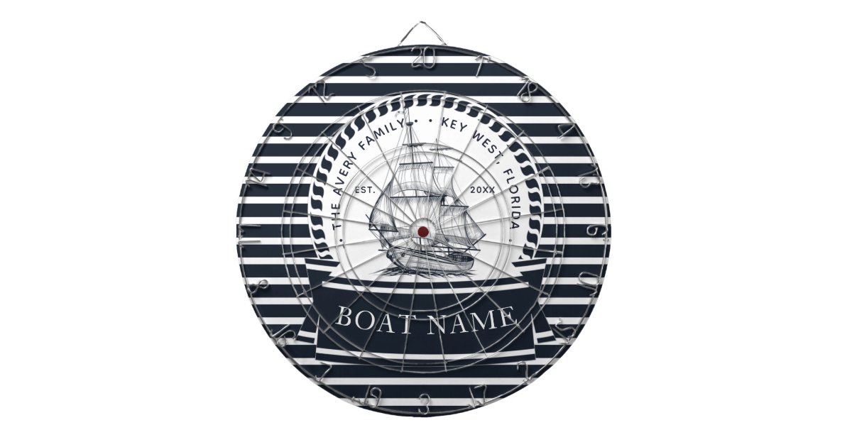 Modern Nautical Navy Blue Personalized Dart Board | Zazzle