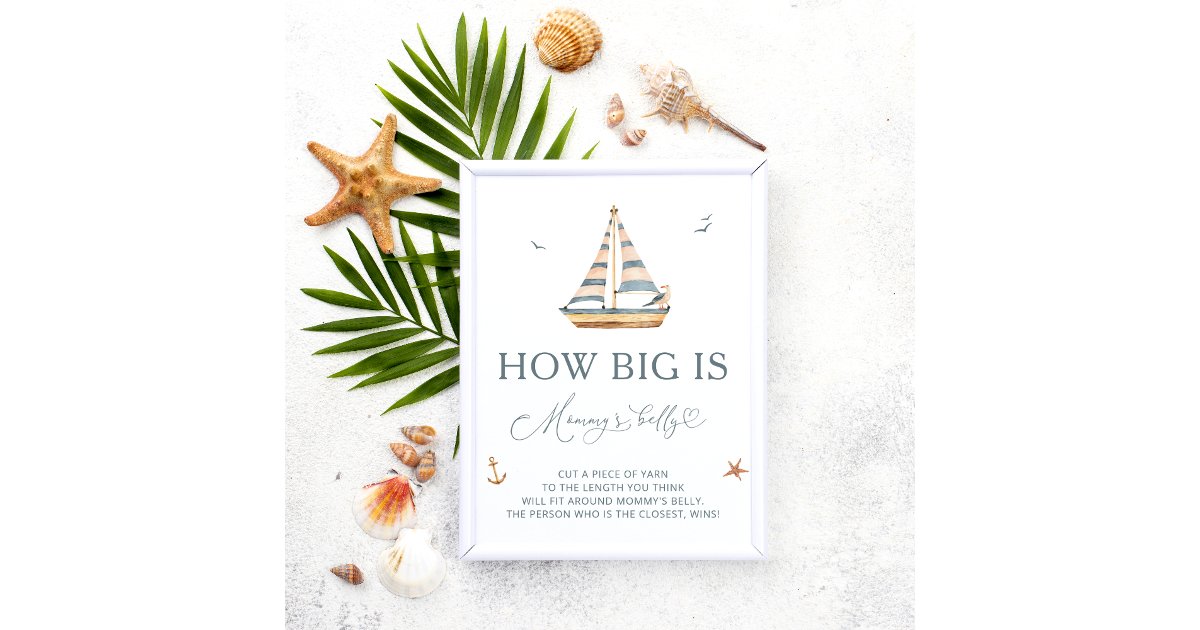 Modern Nautical Sailboat How Big is Mommy's Belly Poster | Zazzle