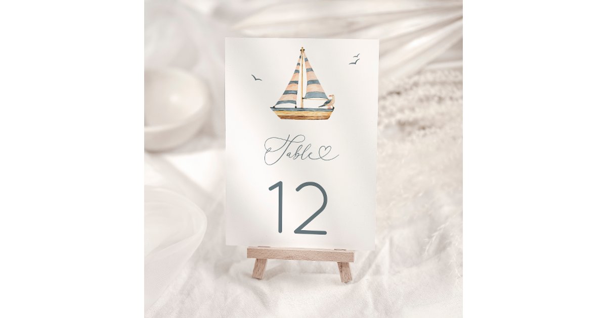 Modern Nautical Sailboat Table Number | Zazzle