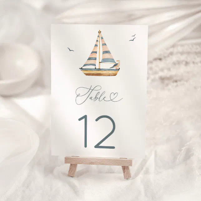 Modern Nautical Sailboat Table Number | Zazzle