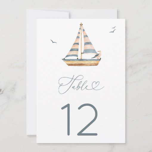 Modern Nautical Sailboat Table Number | Zazzle