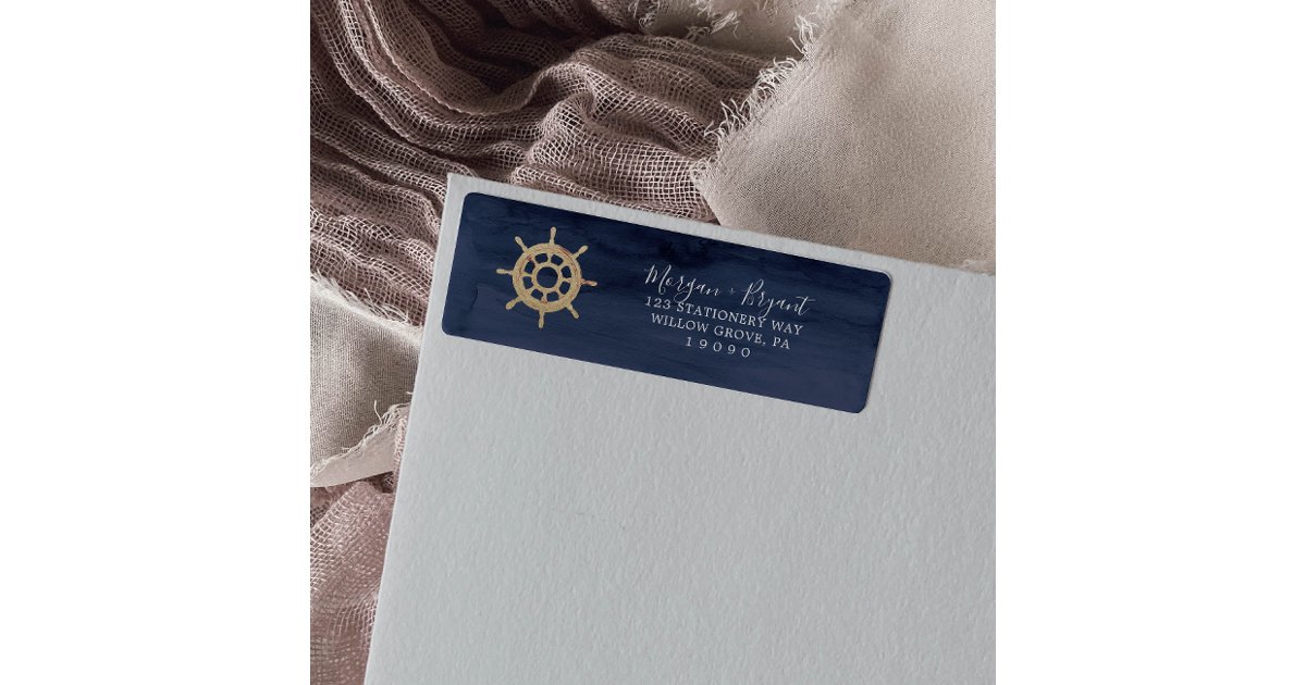 Modern Nautical | Ship Helm Return Address Label | Zazzle