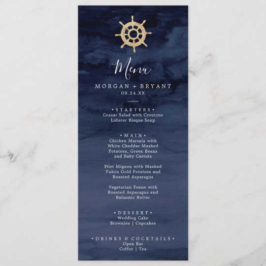Modern Nautical | Ship Helm Wedding Dinner Menu | Zazzle.com