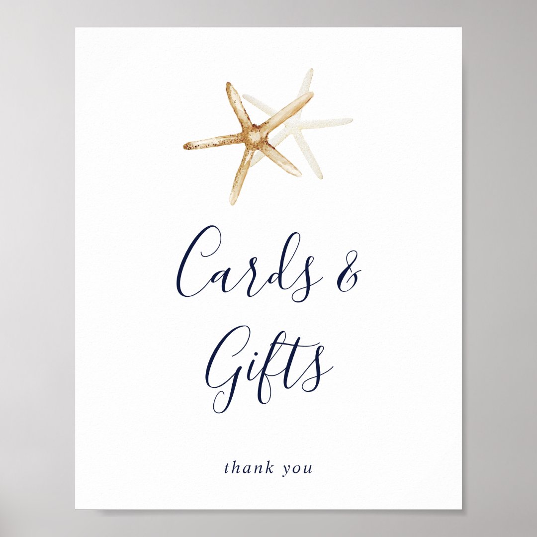 Modern Nautical | Starfish Cards and Gifts Sign | Zazzle