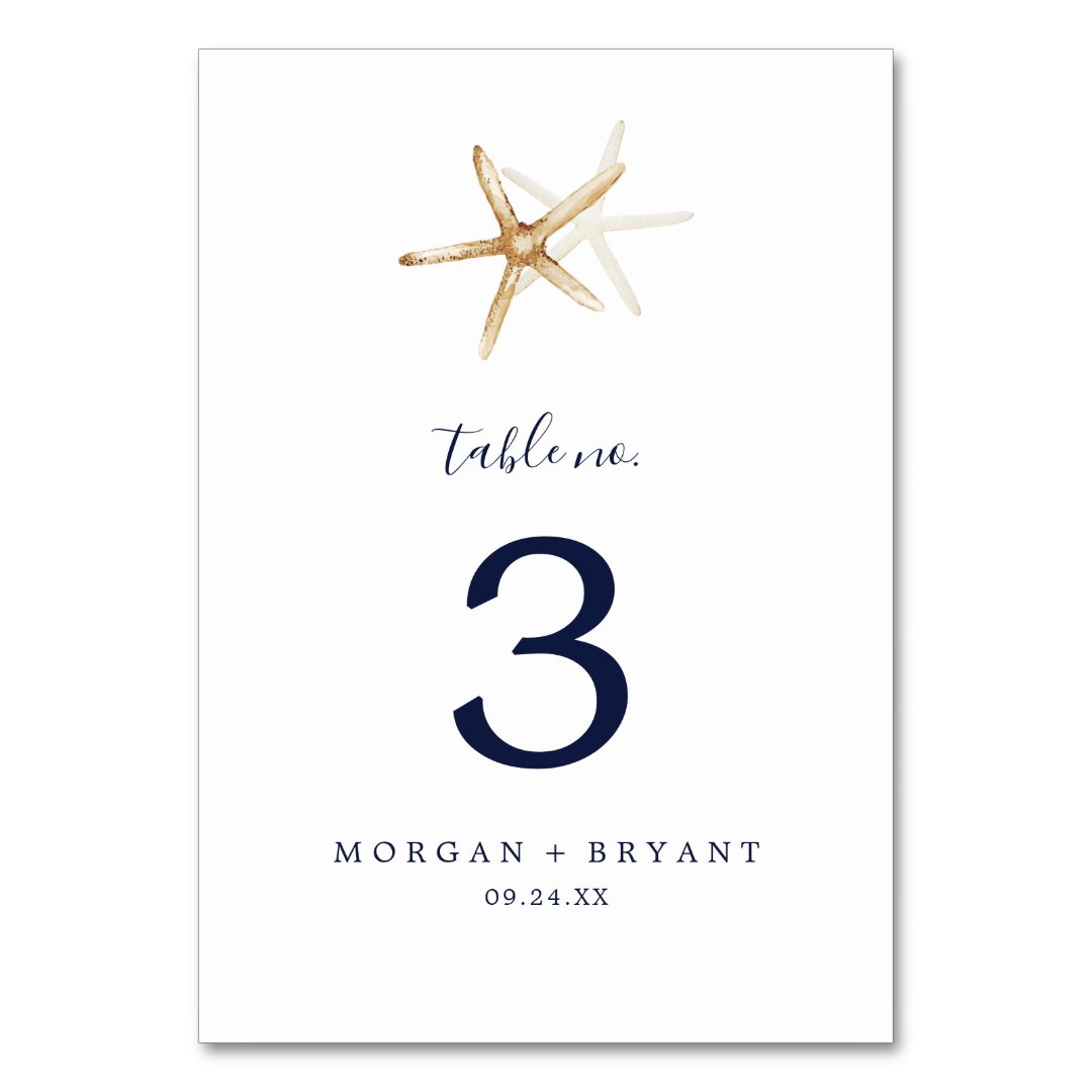 Modern Nautical | Starfish Table Number | Zazzle