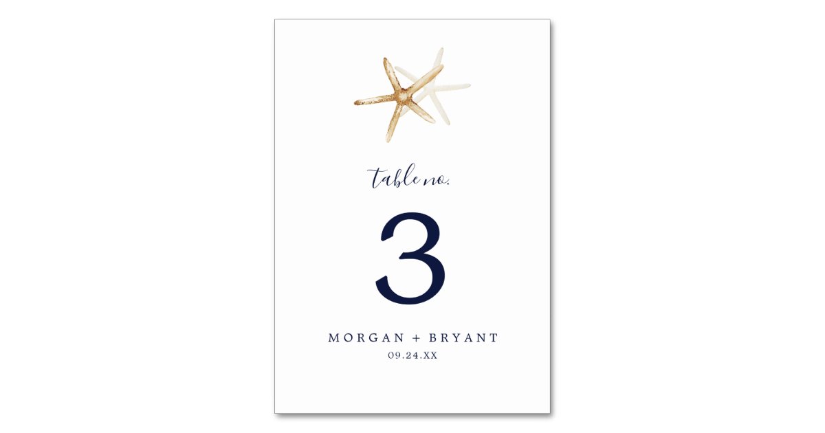 Modern Nautical | Starfish Table Number | Zazzle