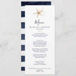 Modern Nautical | Starfish Wedding Dinner Menu | Zazzle