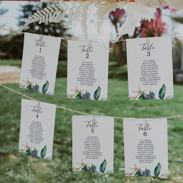 Modern Nautical Table Number Seating Chart Cards | Zazzle