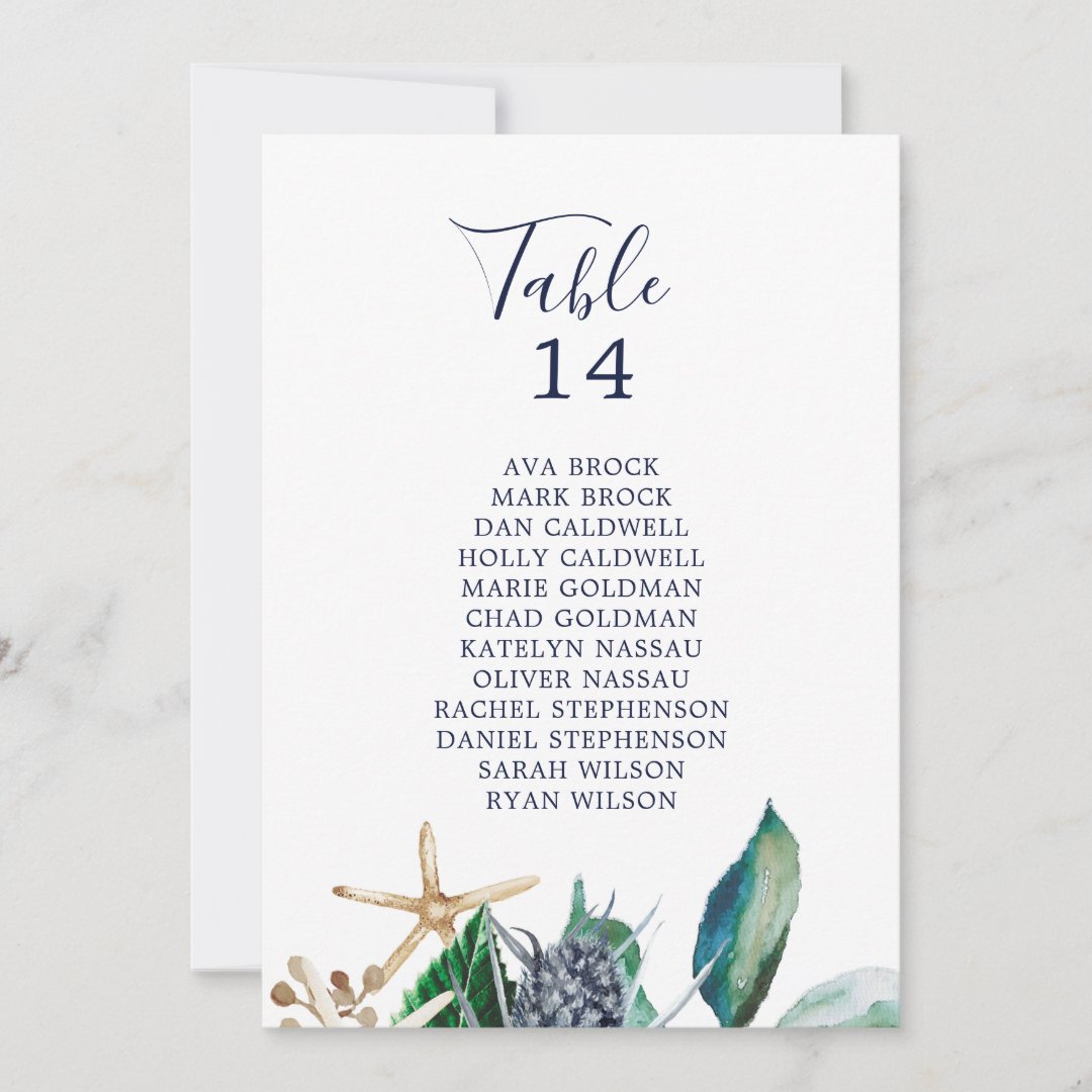 Modern Nautical Table Number Seating Chart Cards | Zazzle