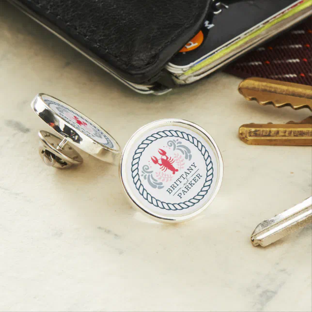 Modern Nautical Wedding Personalized Crab Lapel Pin | Zazzle